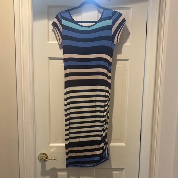 Felicity & Coco | Dresses | Felicity Coco Navy And Blue Striped Midi ...